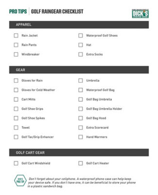 Golf Raingear Checklist
