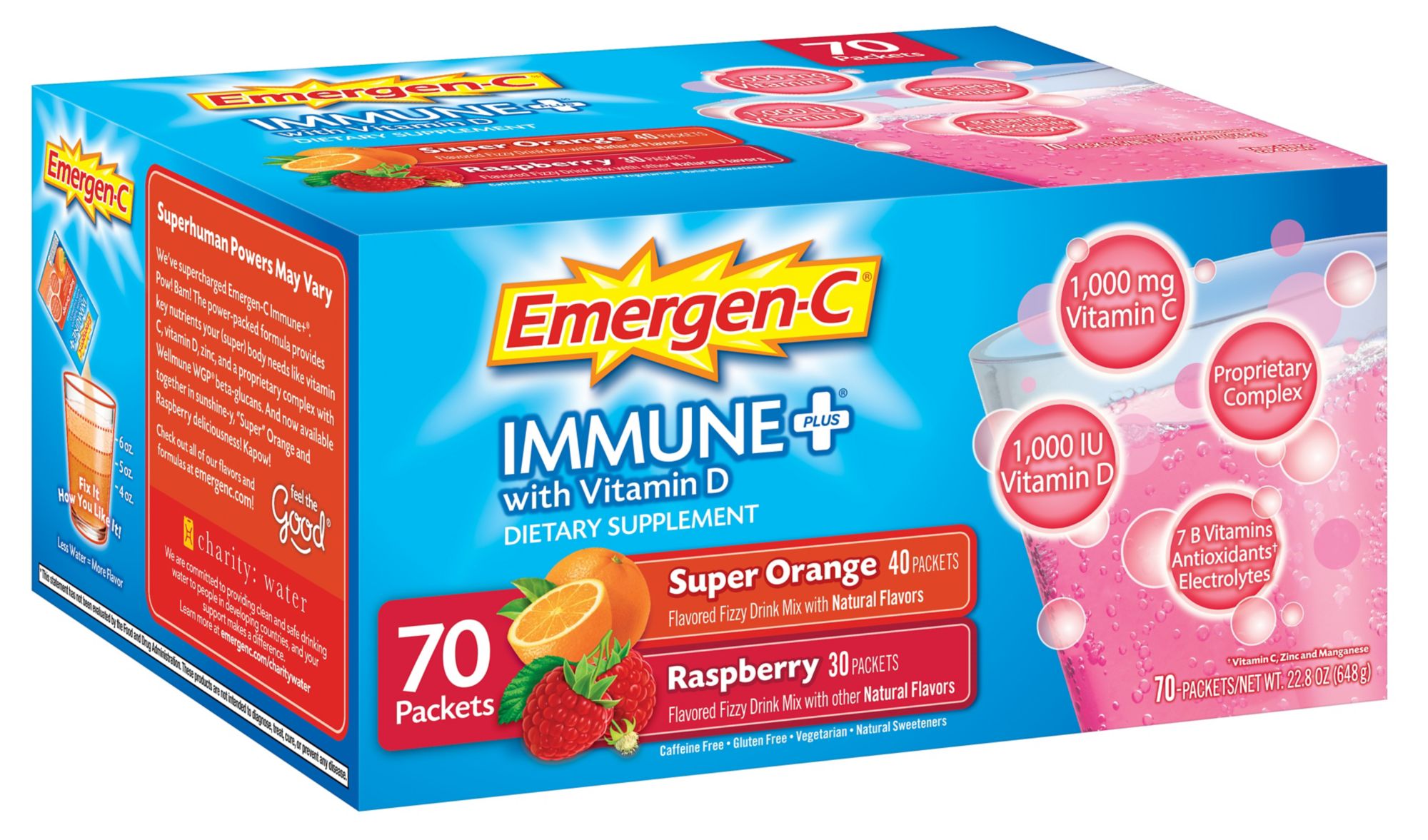 Emergen-C Immune Plus with Vitamin D Variety Pack, 70 ct. - BJs ...