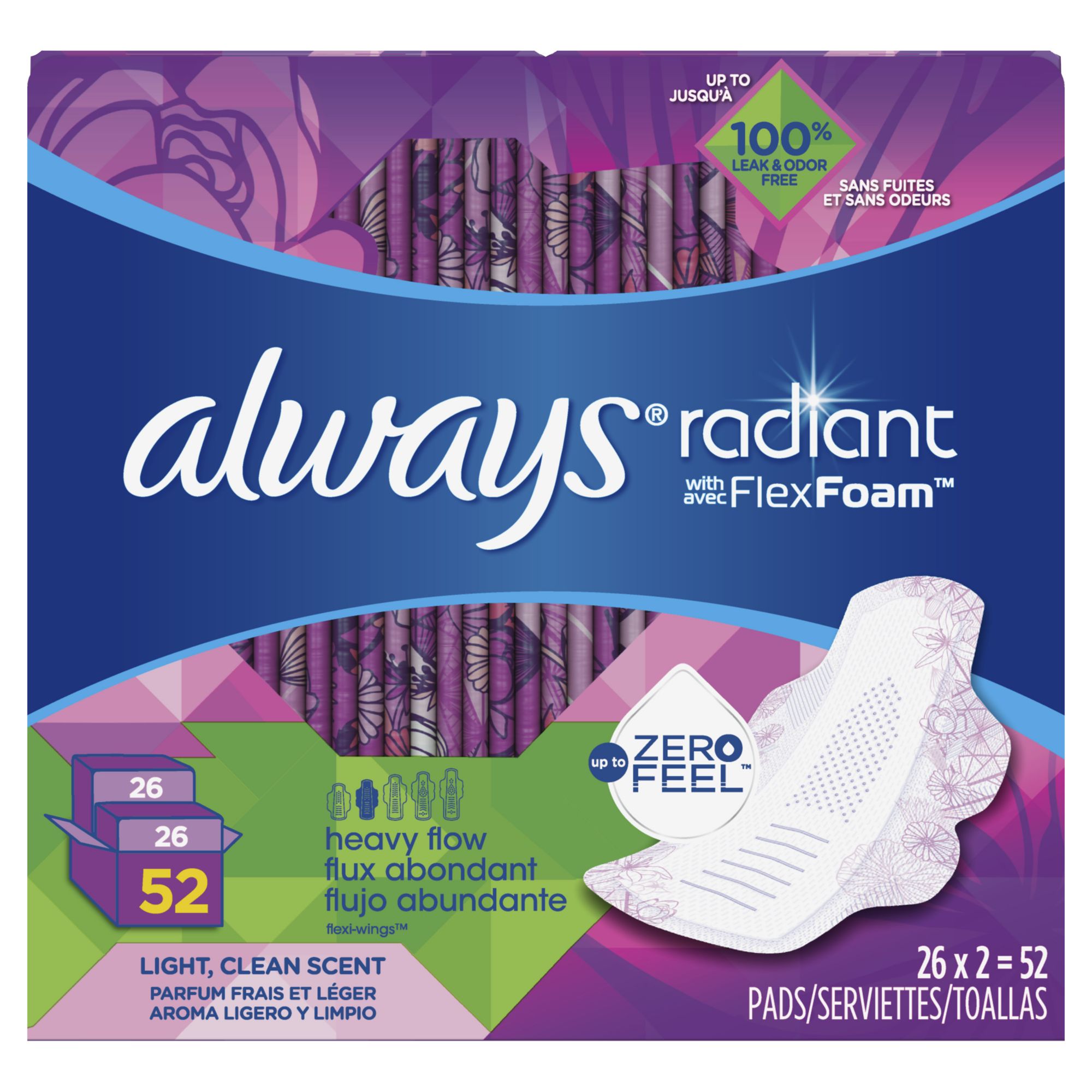 Always Extra-Heavy Overnight Maxi Pads with Flexi-Wings, 54 ct. - BJs ...