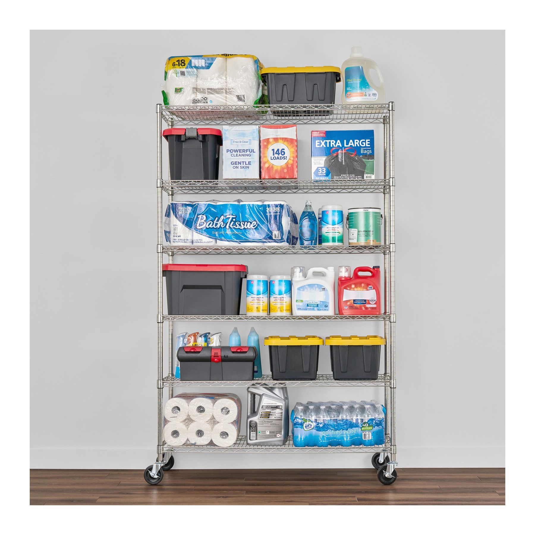 Berkley Jensen Four Shelf Industrial Wire Shelving - Chrome - BJs ...