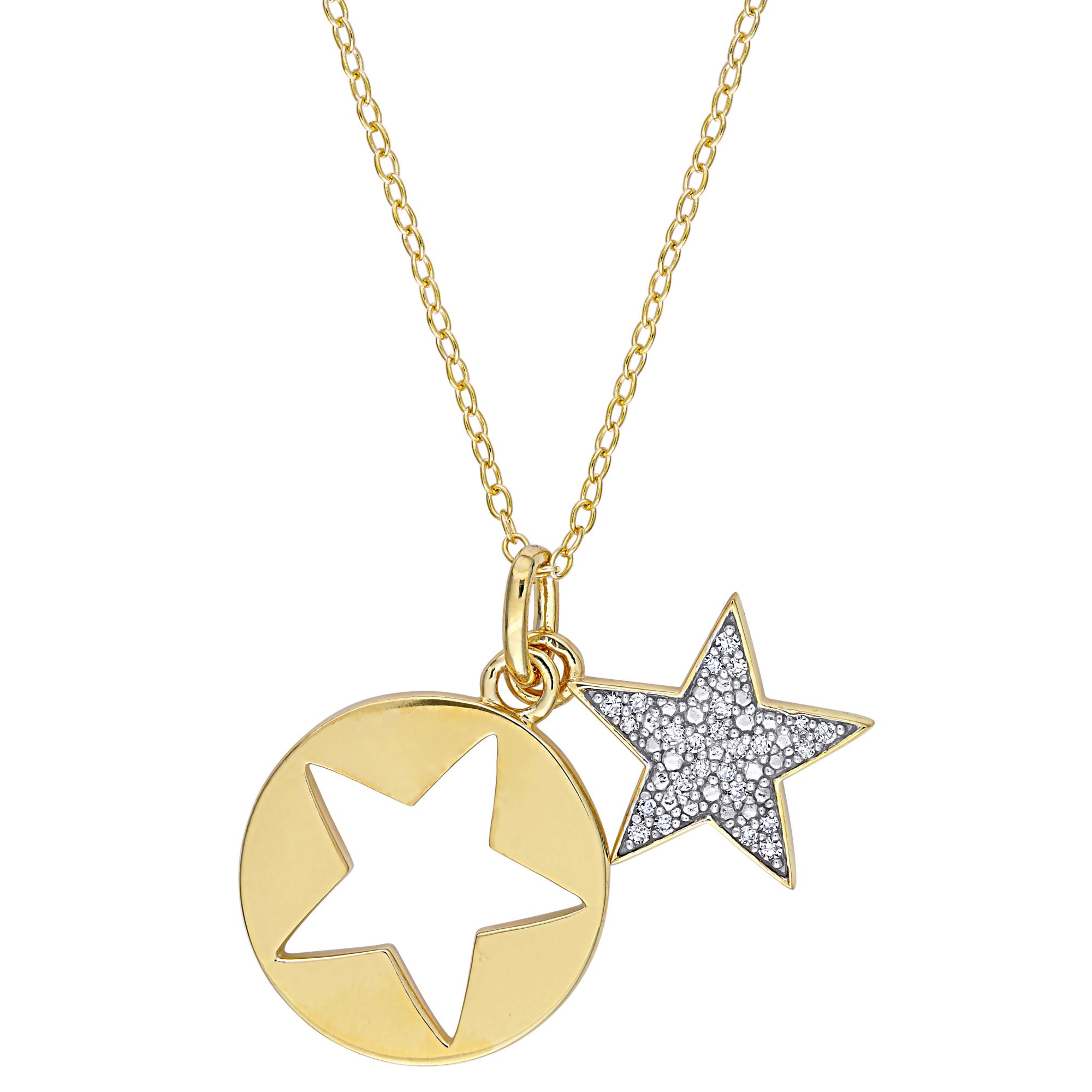 .1 ct. t.d.w. Diamond Star Pendant with Chain in Yellow Plated Sterling ...