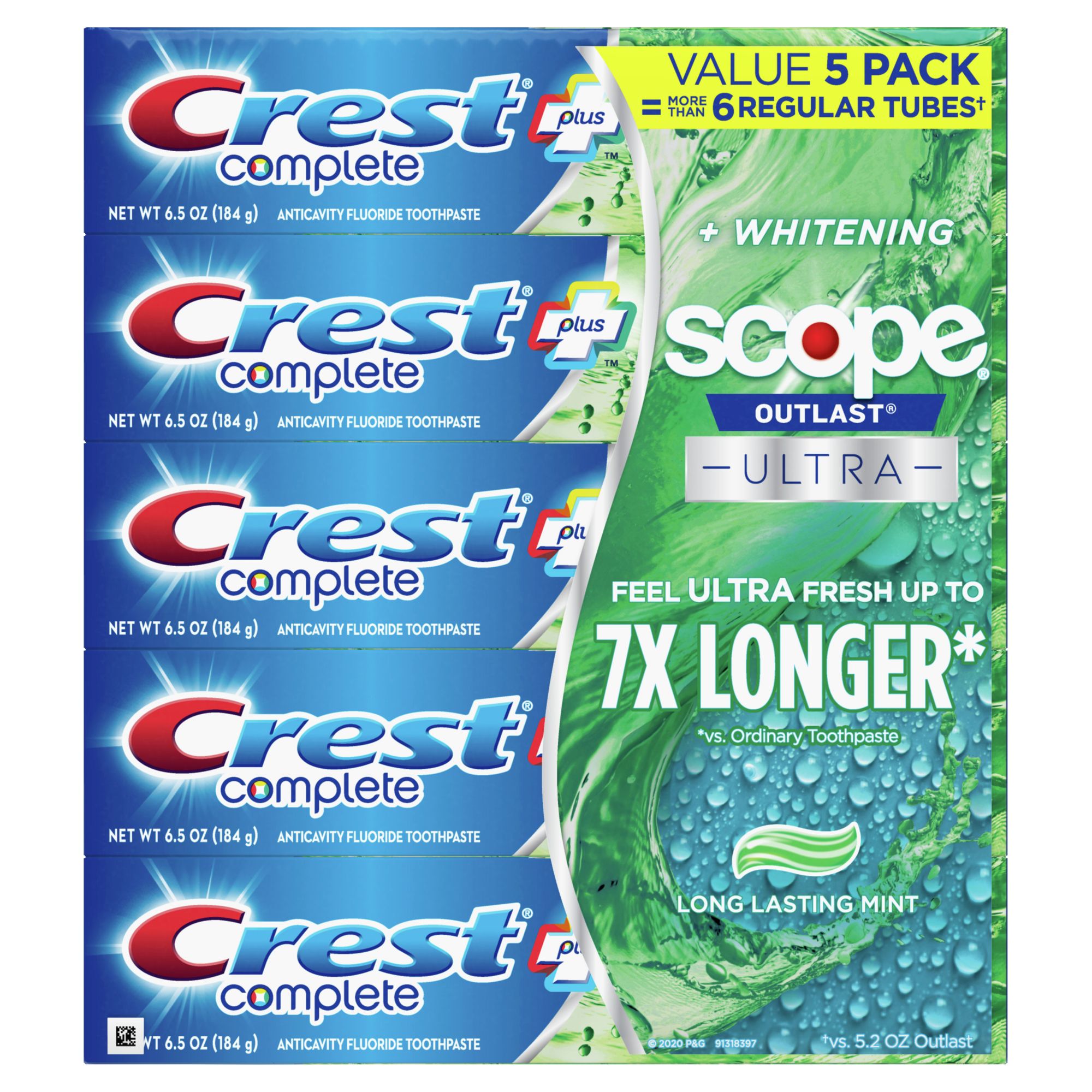 Crest Complete Plus Scope Outlast Ultra Toothpaste, 5 ct. | BJ's ...