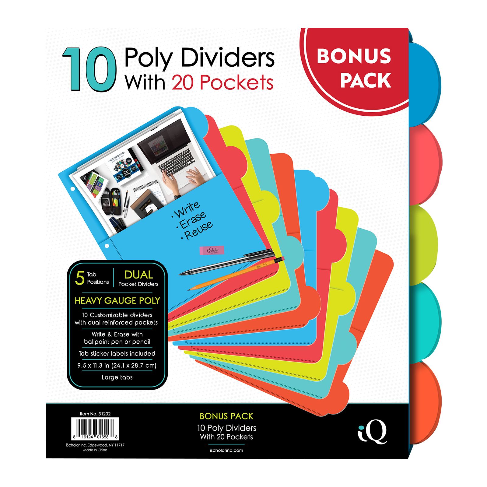 iScholar iQ 10 Poly Dividers With 20 Pockets | BJ's Wholesale Club