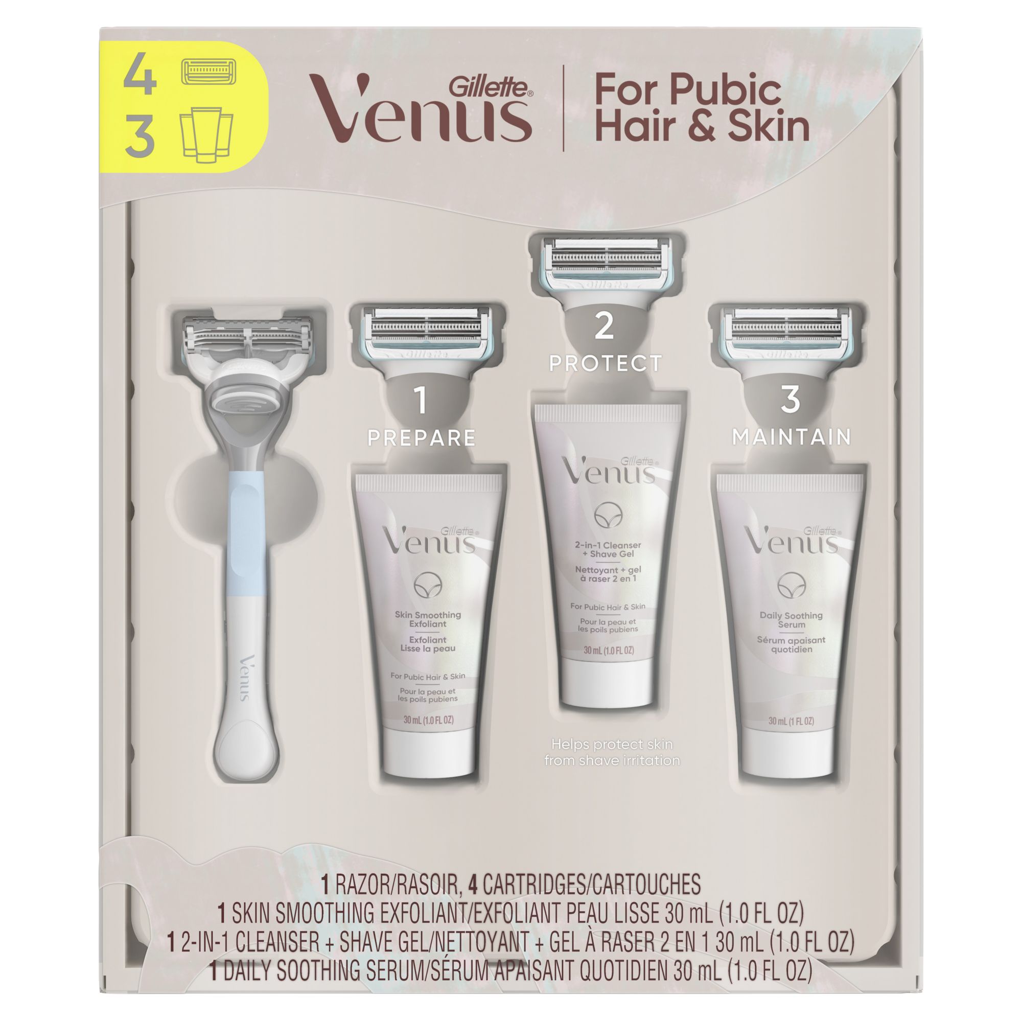 Venus Intimate Grooming Set, Women's Razor Handle, 4 Blade Refills, 2 ...