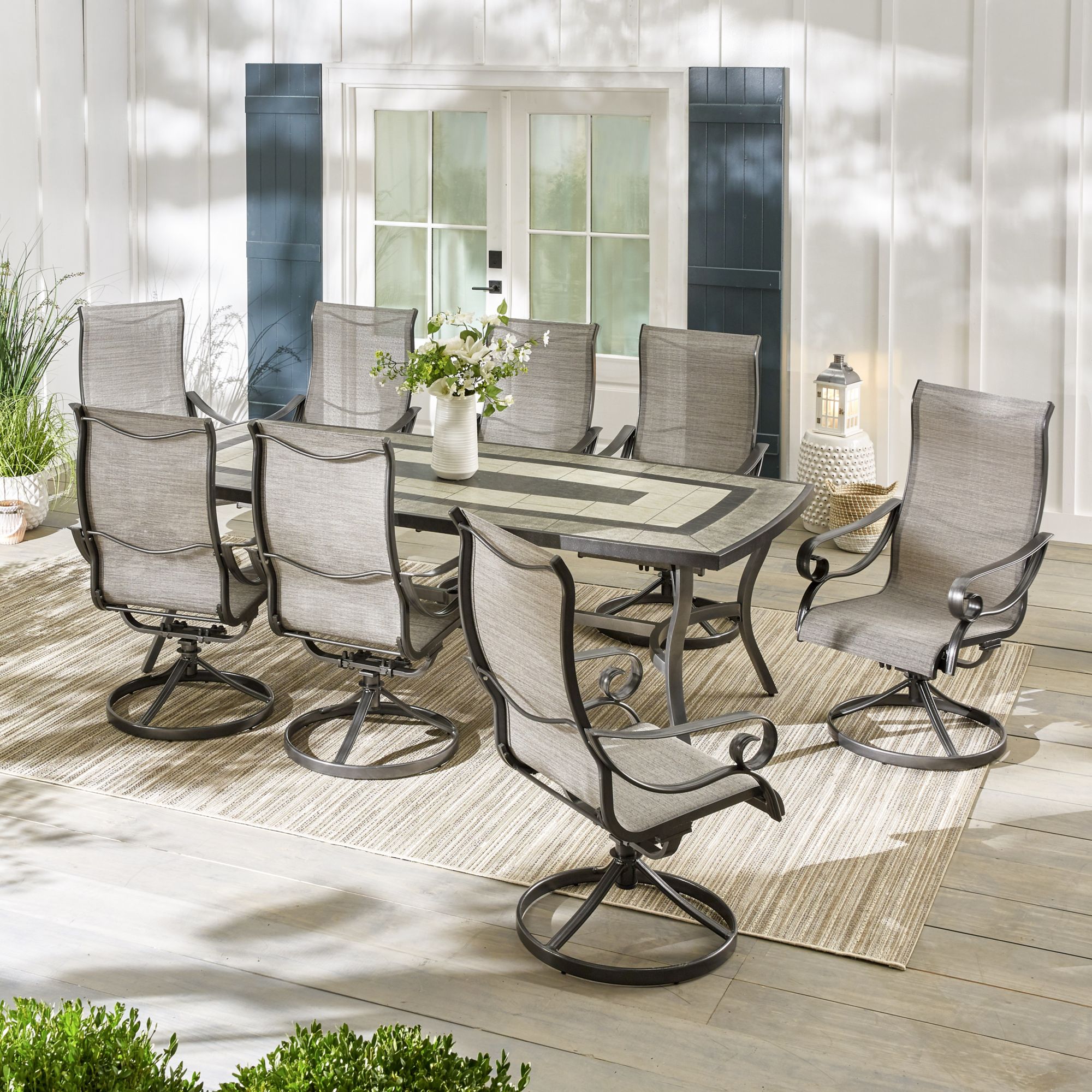 Berkley Jensen Rowley 9-Pc. Aluminum Dining Set - Gray | BJ's Wholesale ...