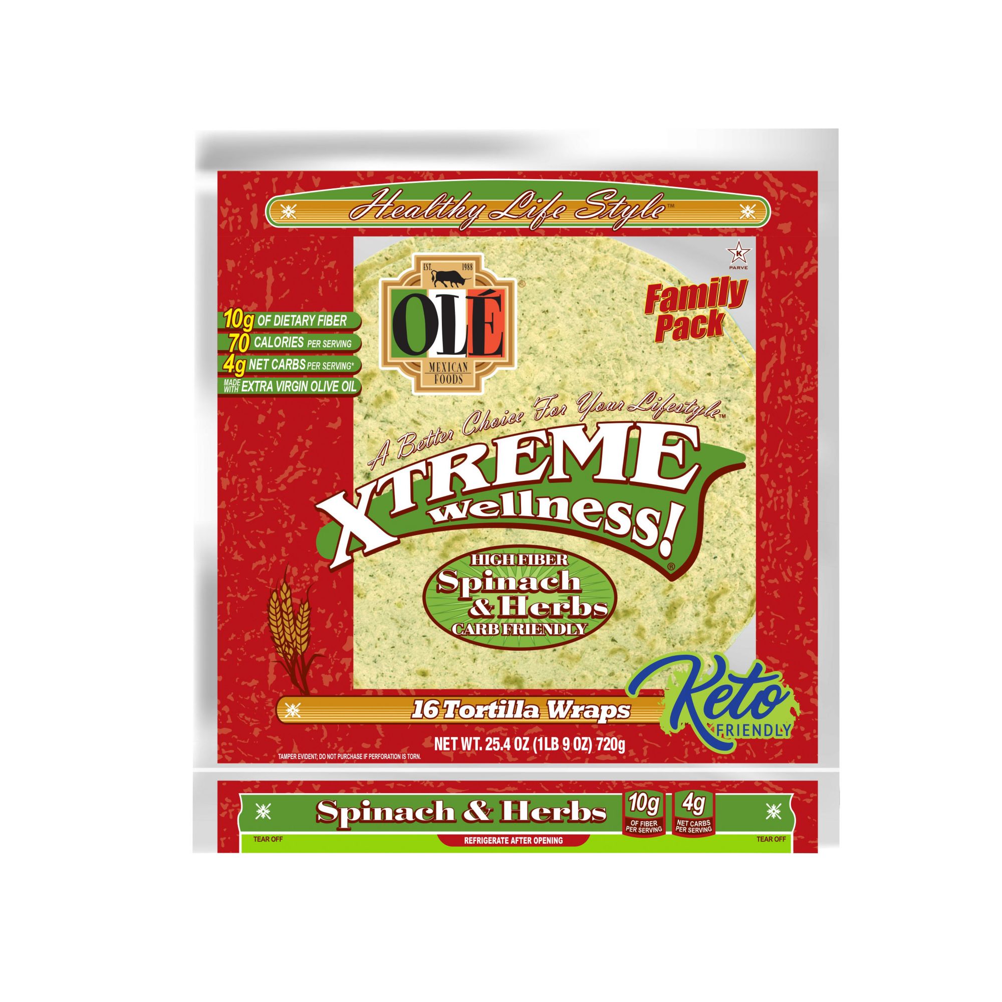 Ole Xtreme Wellness Spinach & Herbs Tortillas Family Pack, 16 ct. | BJ ...