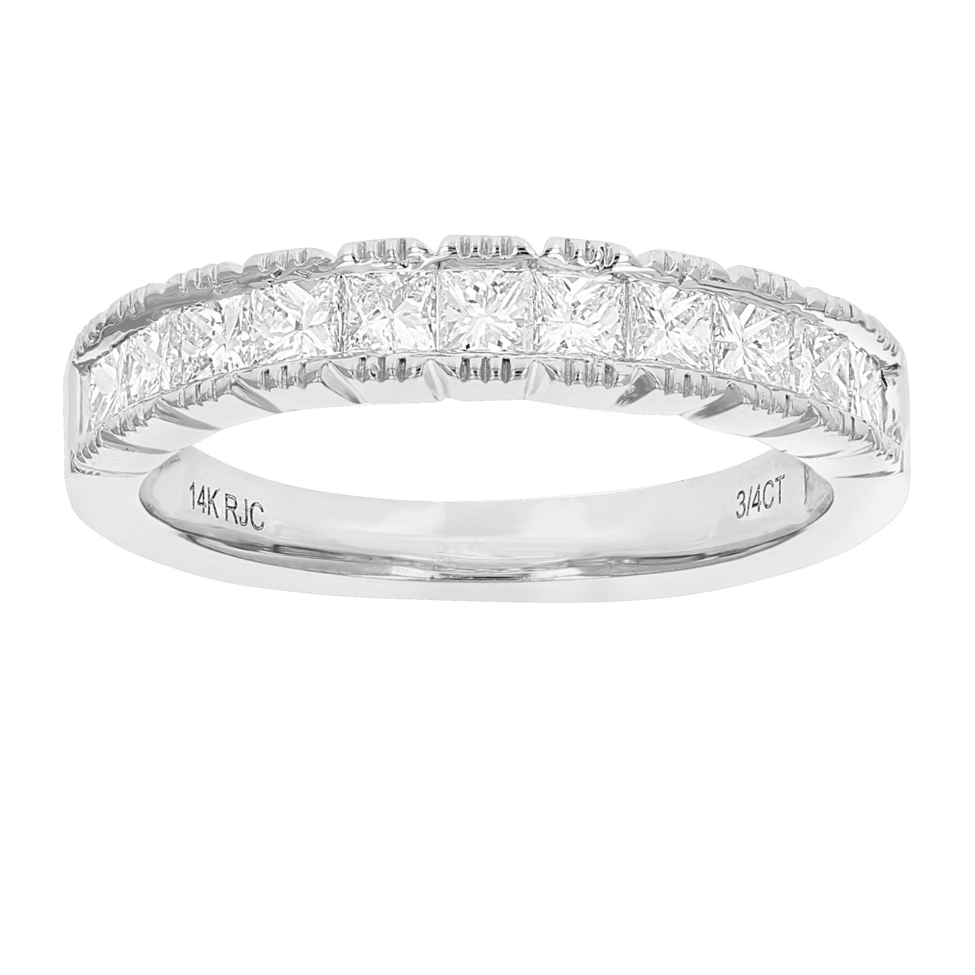 Amairah .75 ct. t. w. Princess Cut Diamond Wedding Band with Milgrain ...