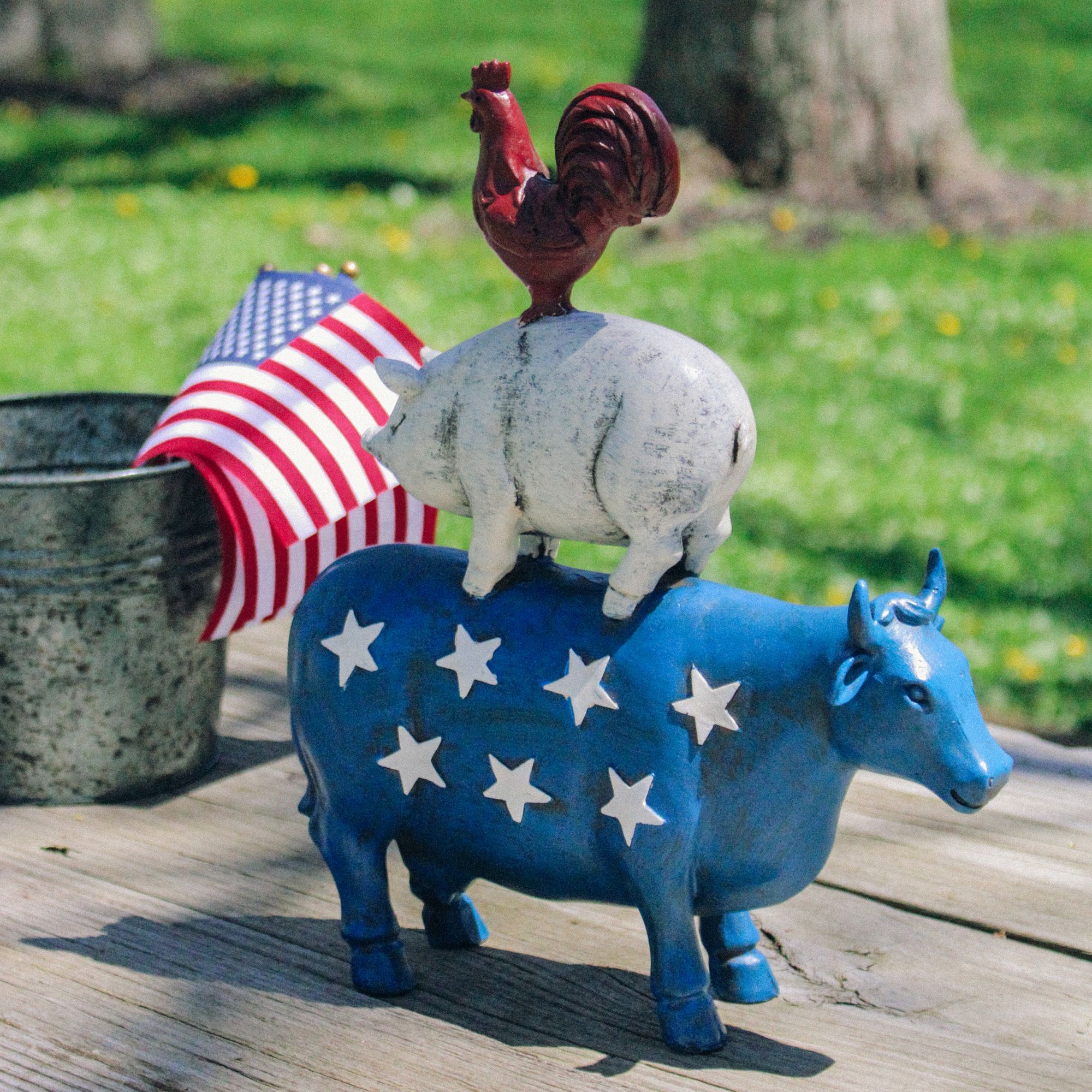 Northlight 12" Stacked Patriotic Farm Animals Outdoor Garden Statue ...