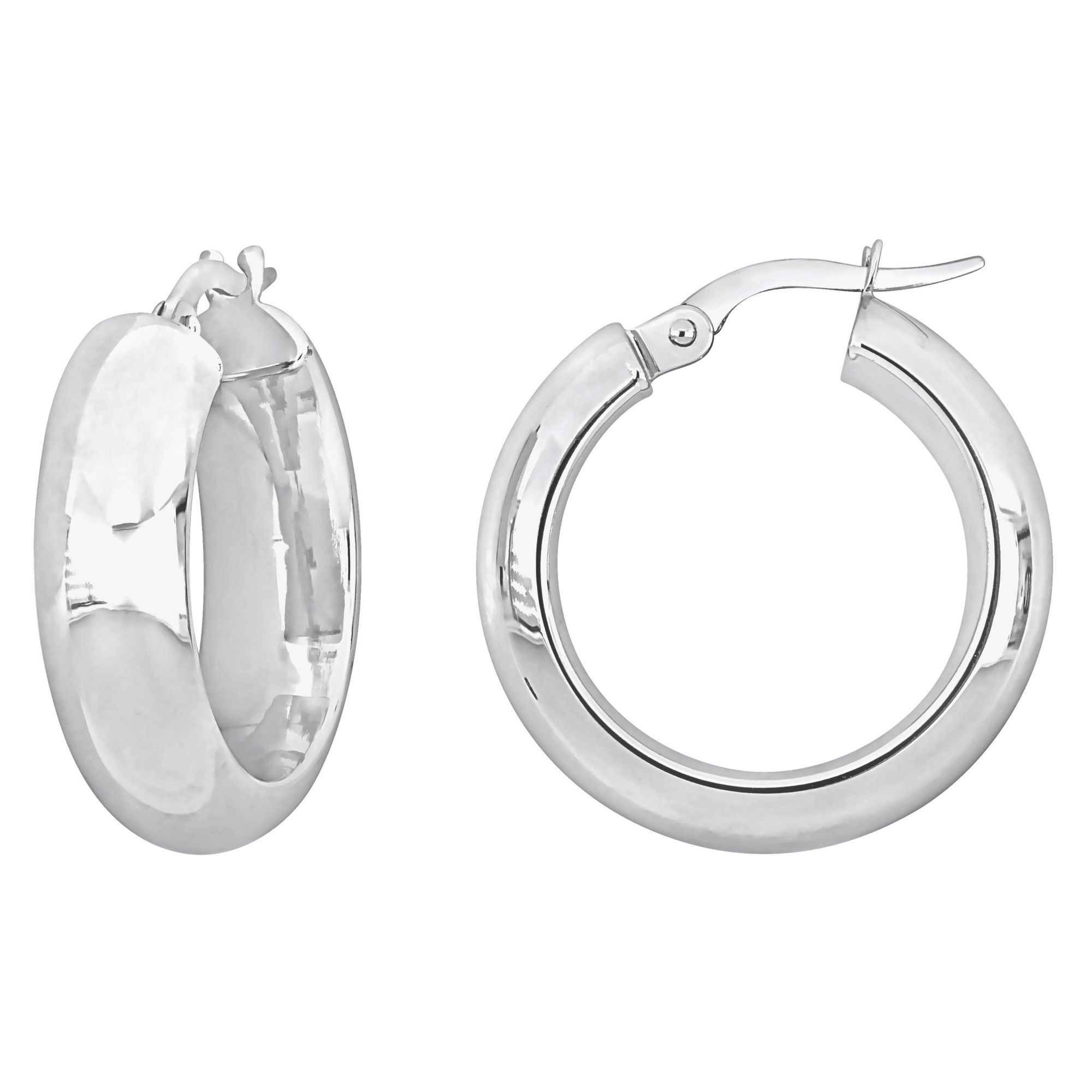 Ice Jewellery 22mm Huggie Hoop Earrings in 10K White Gold Women