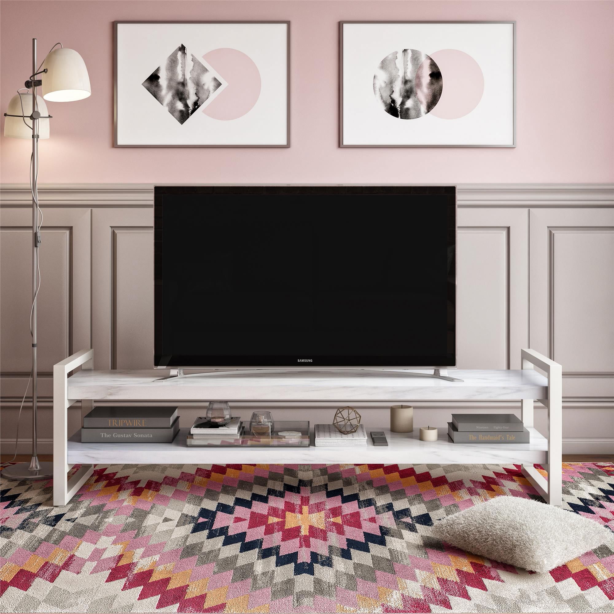 CosmoLiving Coco 65" TV Stand for 65" TVs, White Marble | BJ's ...