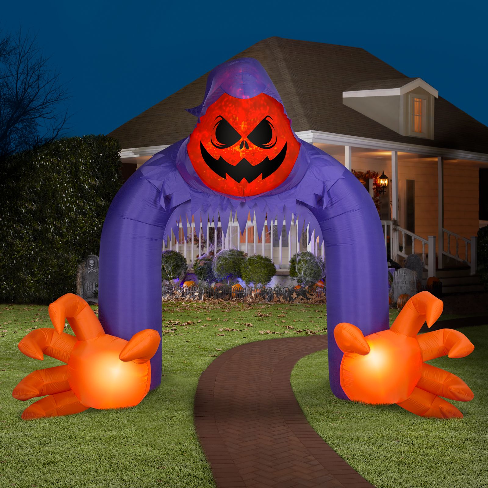 Gemmy 10' Airblown Inflatable Jack-O'-Lantern Reaper Archway with ...