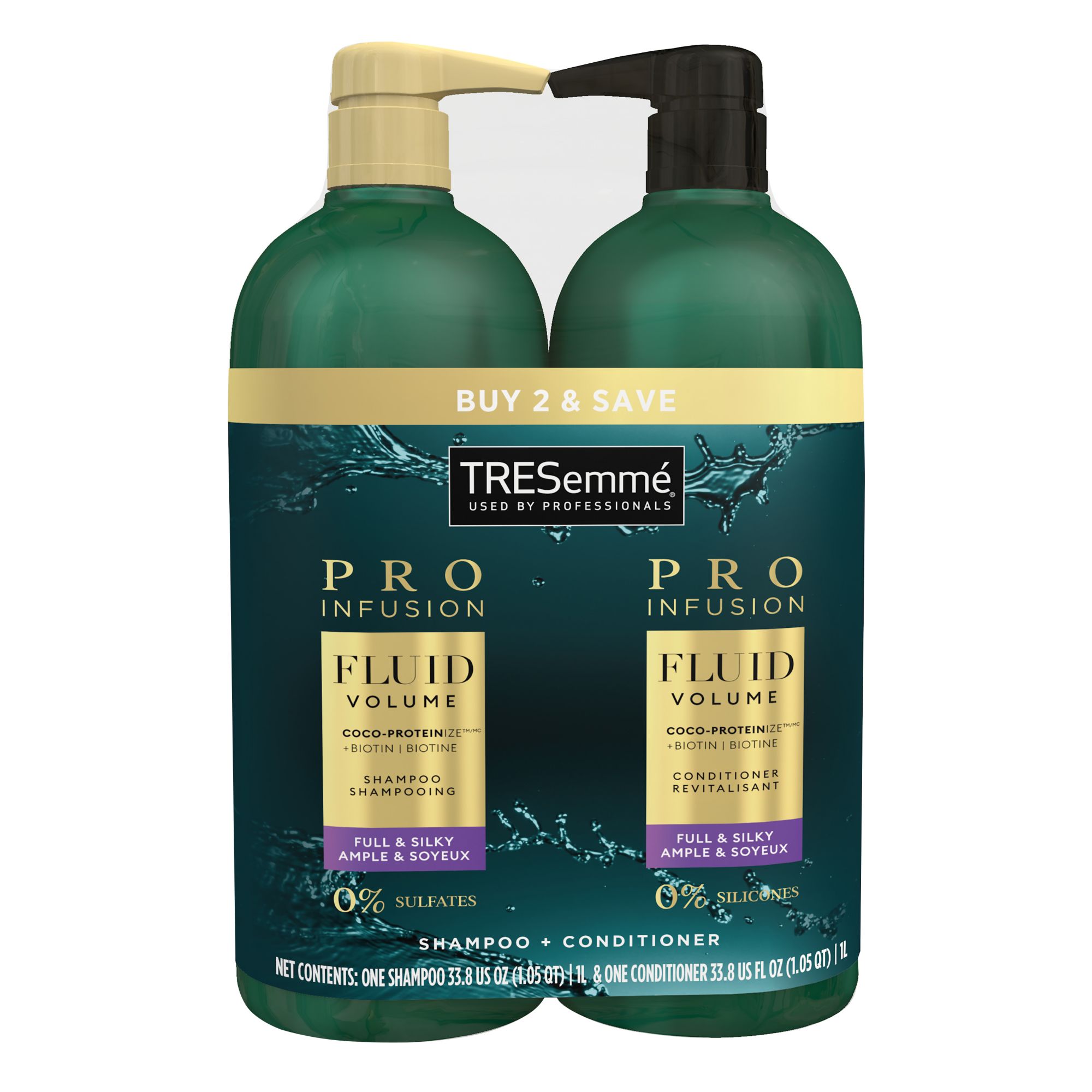 TRESemme Pro Infusion Fluid Volume Shampoo and Conditioner Pack, 33.8 ...