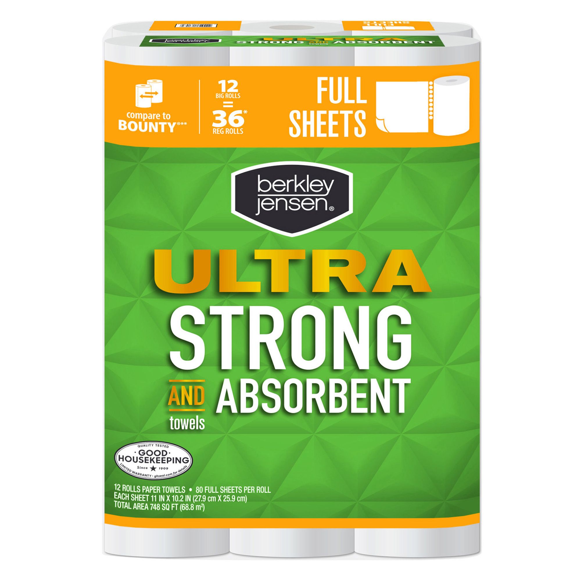 Full Sheet Ultra Paper Towels, 12 Big Rolls - Berkley Jensen | BJ's ...