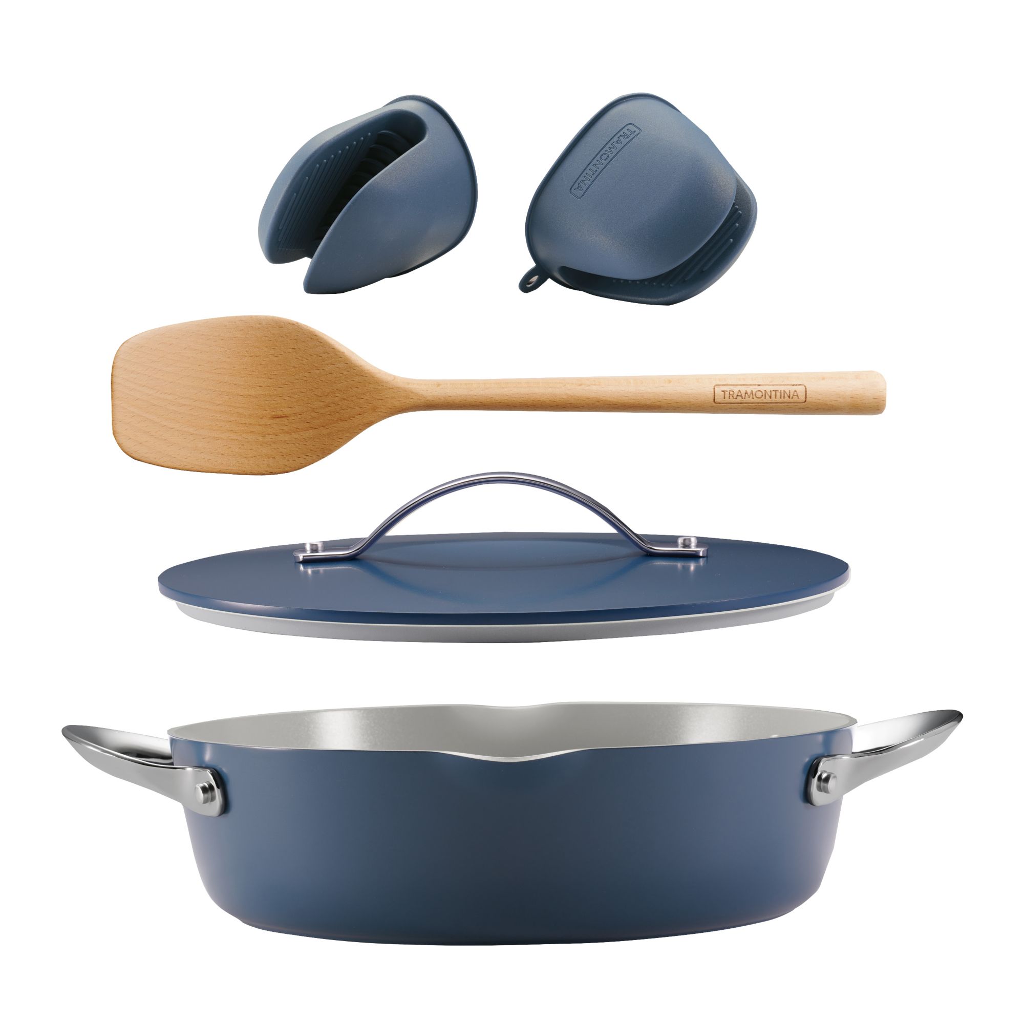 Tramontina Fiora 4.25 Qt Multipurpose Ceramic Non-Stick 5 Pcs. Cookware ...