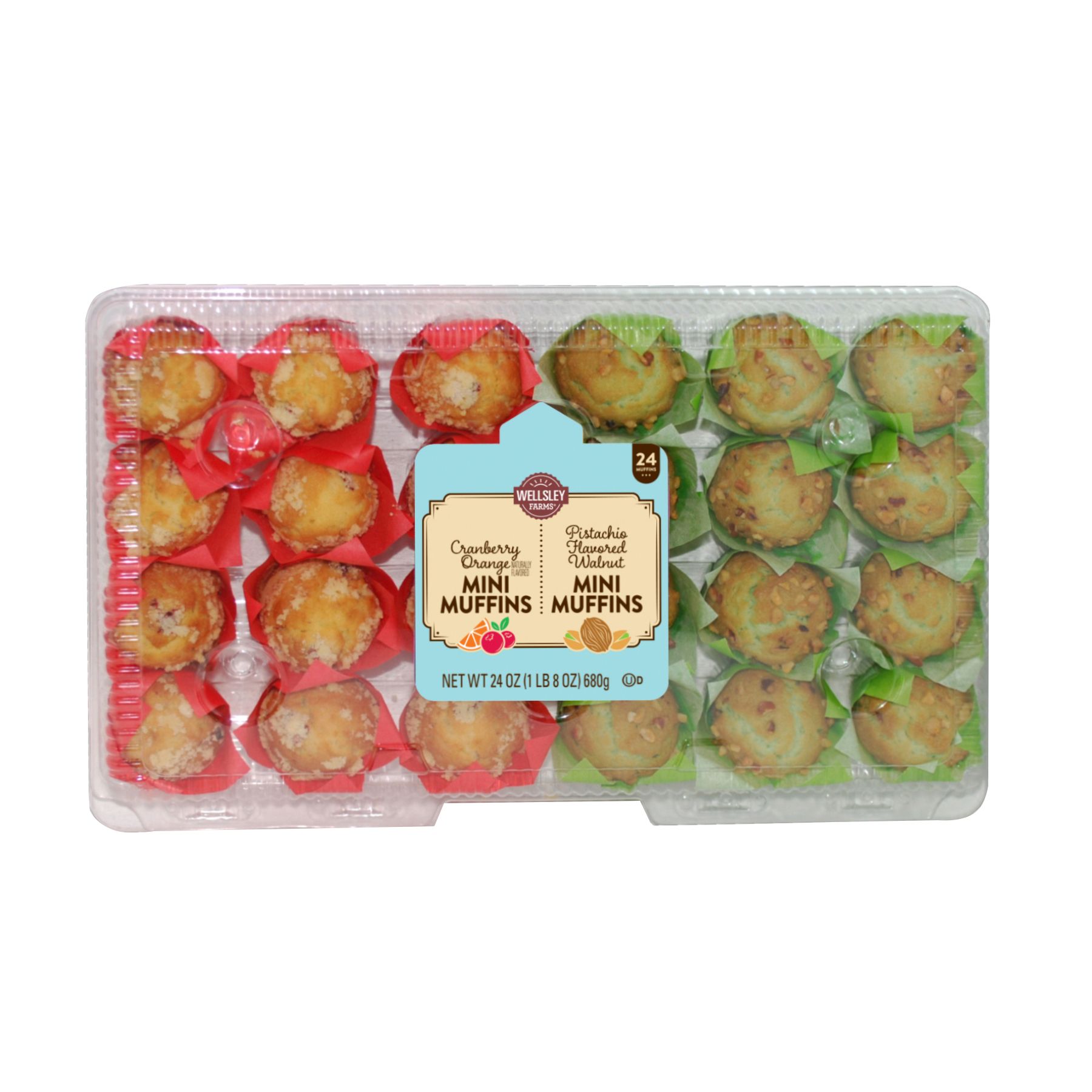 Wellsley Farms Cranberry Orange & Pistachio Walnut Mini Muffins, 24 ct ...