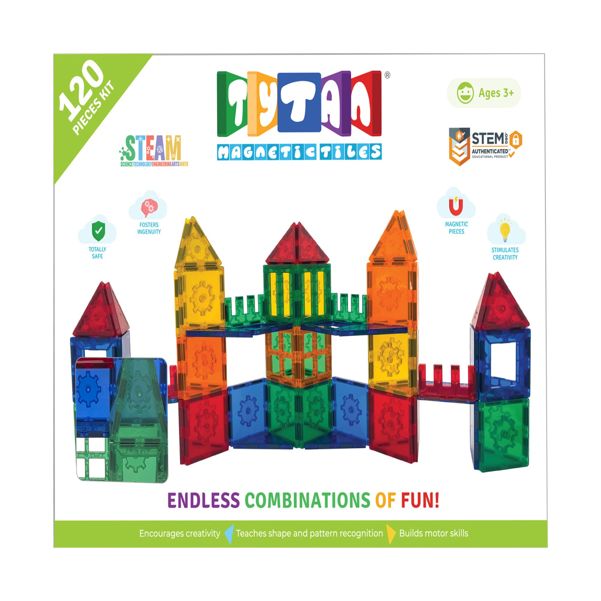Tytan 120-Pc. Magnetic Tiles and Building Blocks Set | BJ's Wholesale Club