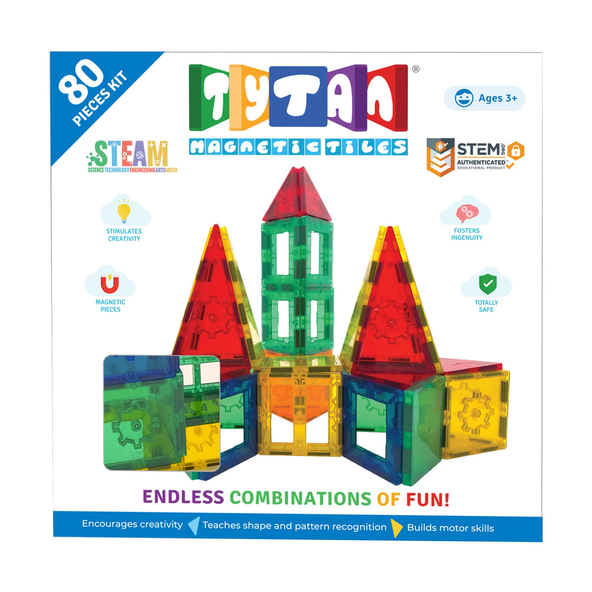 Tytan 80-Pc. Magnetic Learning Tiles and Building Set | BJ's Wholesale Club