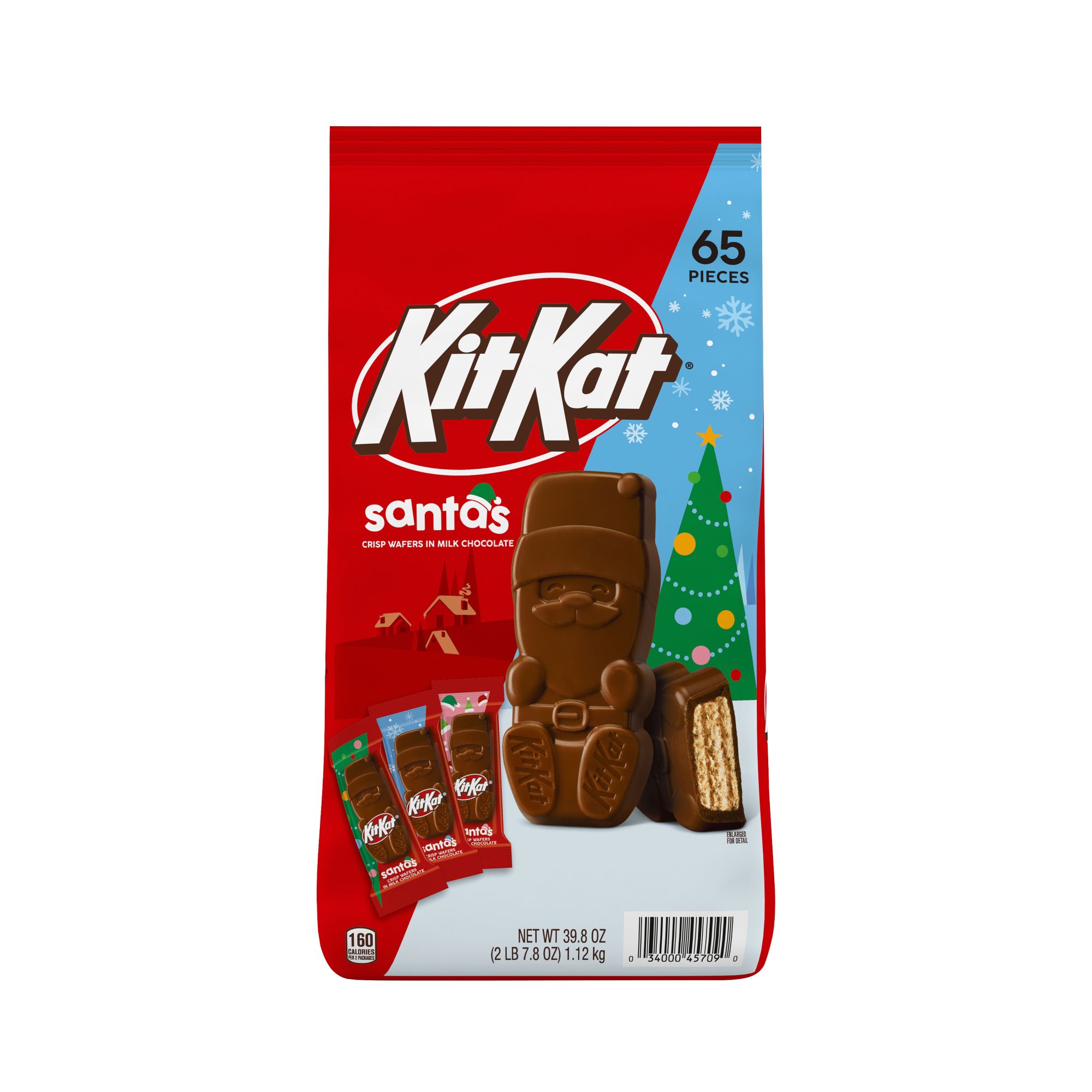 Kit Kat Milk Chocolate Wafer Santas, Christmas, Candy Bag, 65 ct. | BJ ...