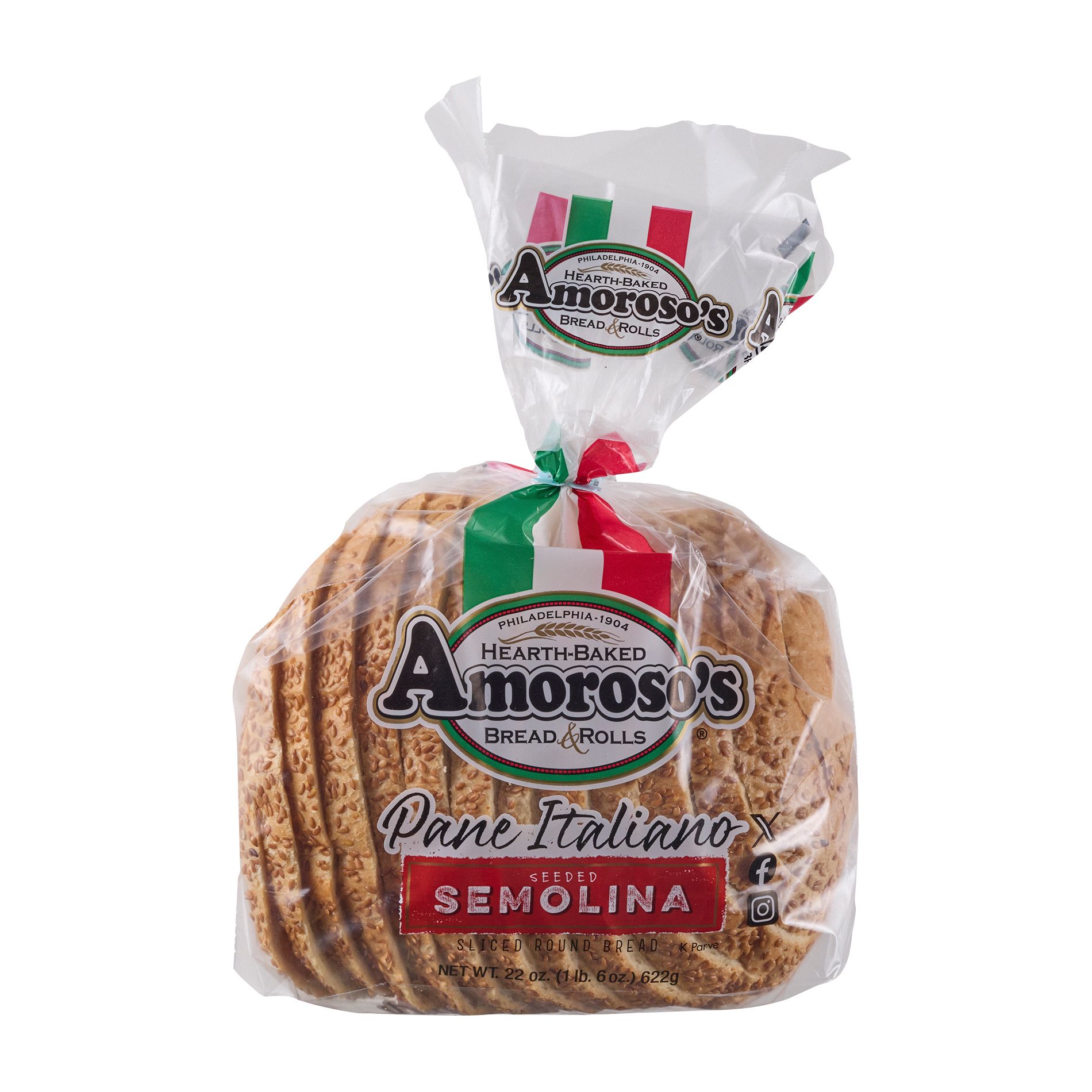 Amoroso's Pane Italiano Seeded Semolina Sliced Round Bread, 22 oz. | BJ ...