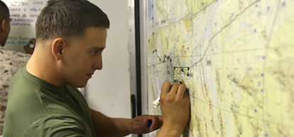 Marine marking locations on a map.