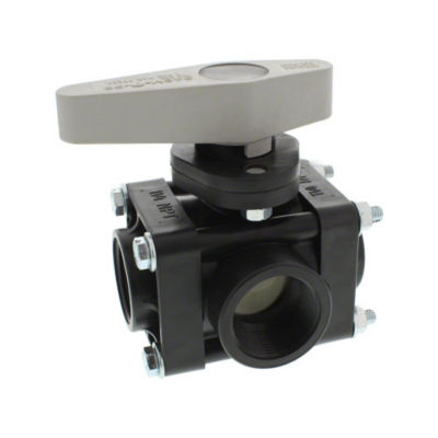 TeeJet® AA343M-3-1-1/4-PP 3-Way Poly Ball Valve 502263 - Shoup